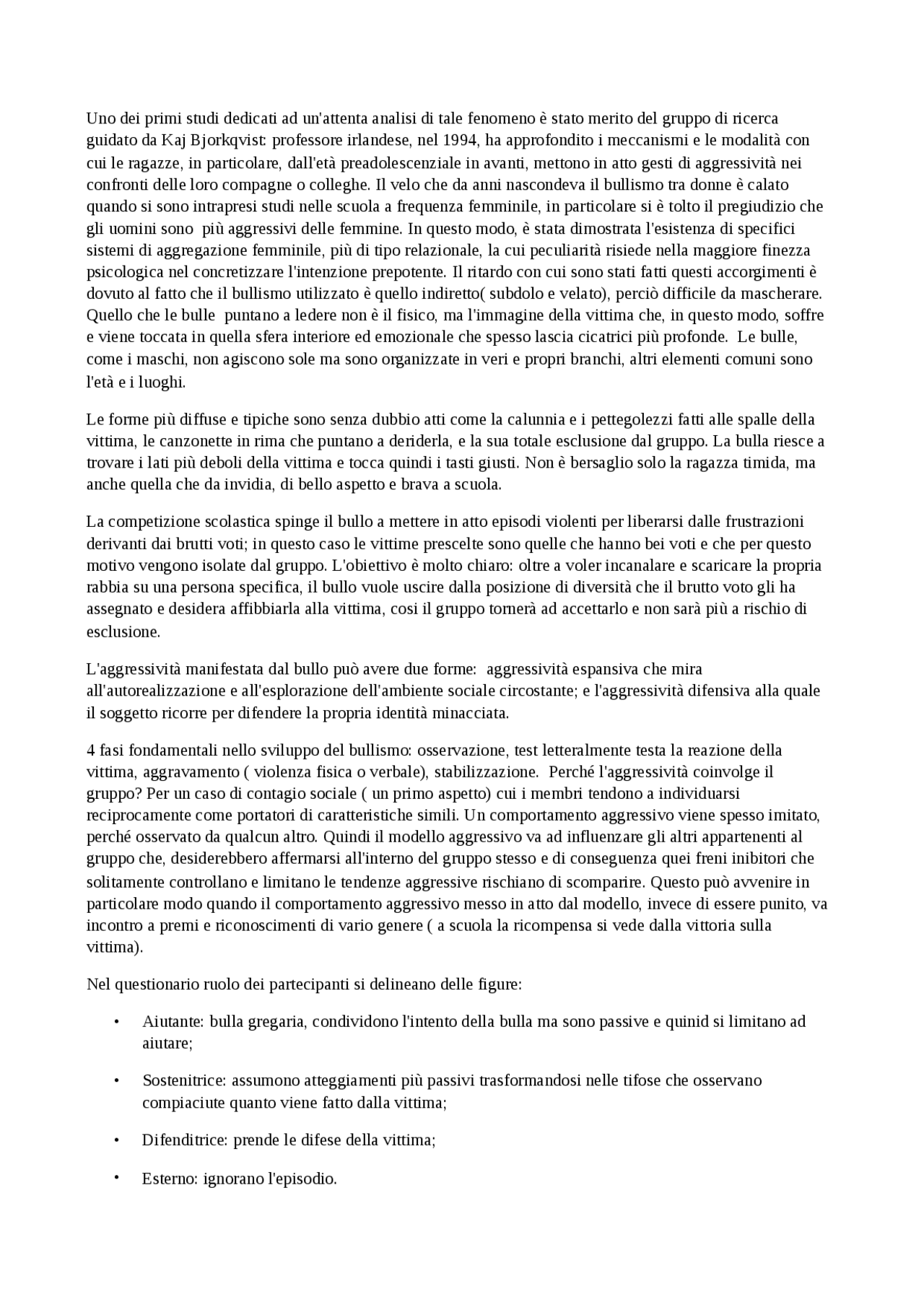 Bullismo Al Femminile Docsity