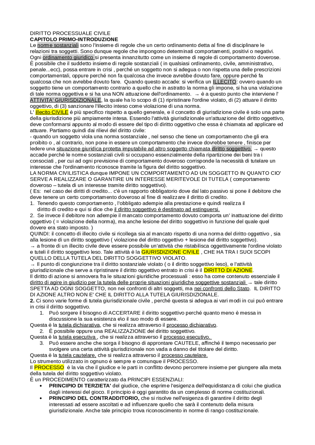 Introduzione Alle Nozioni Chiave Di Diritto Processuale Civile Docsity