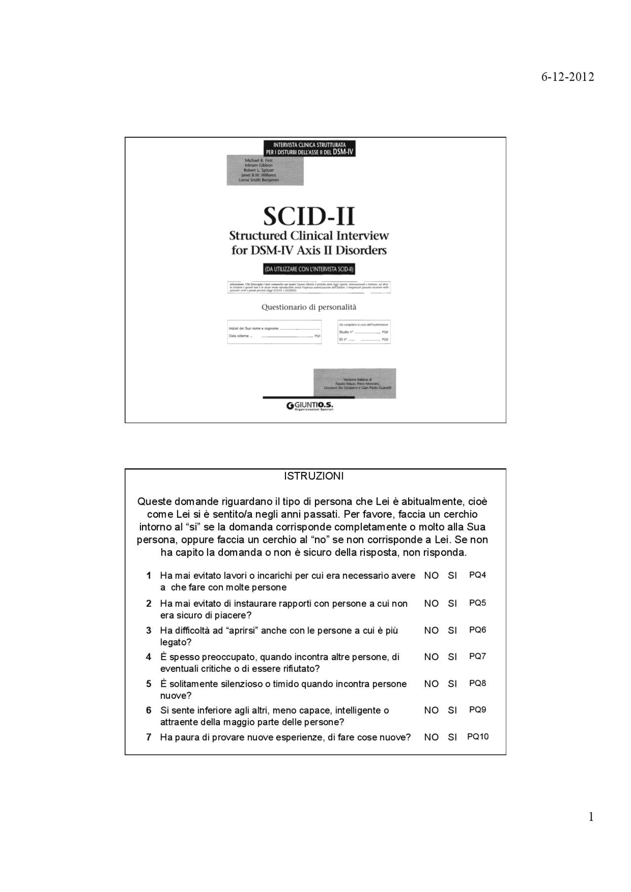 SCID-2 Structured Clinical Interiew-II | Dispense di Psicologia ...