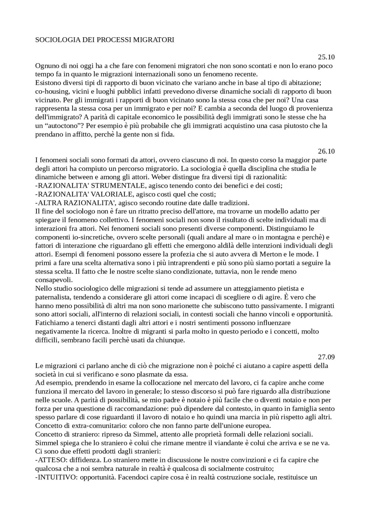 Sociologia Dei Processi Migratori Storti Docsity