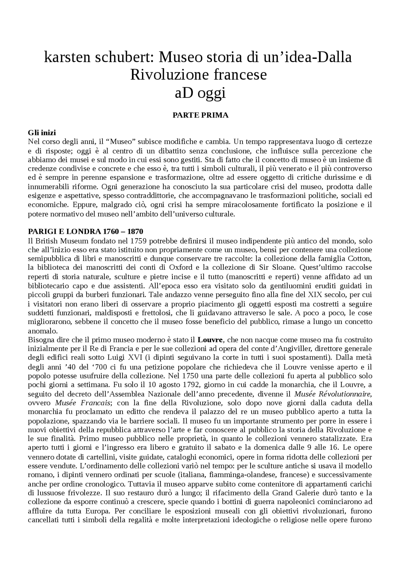 Museo Storia Di Un Idea Docsity