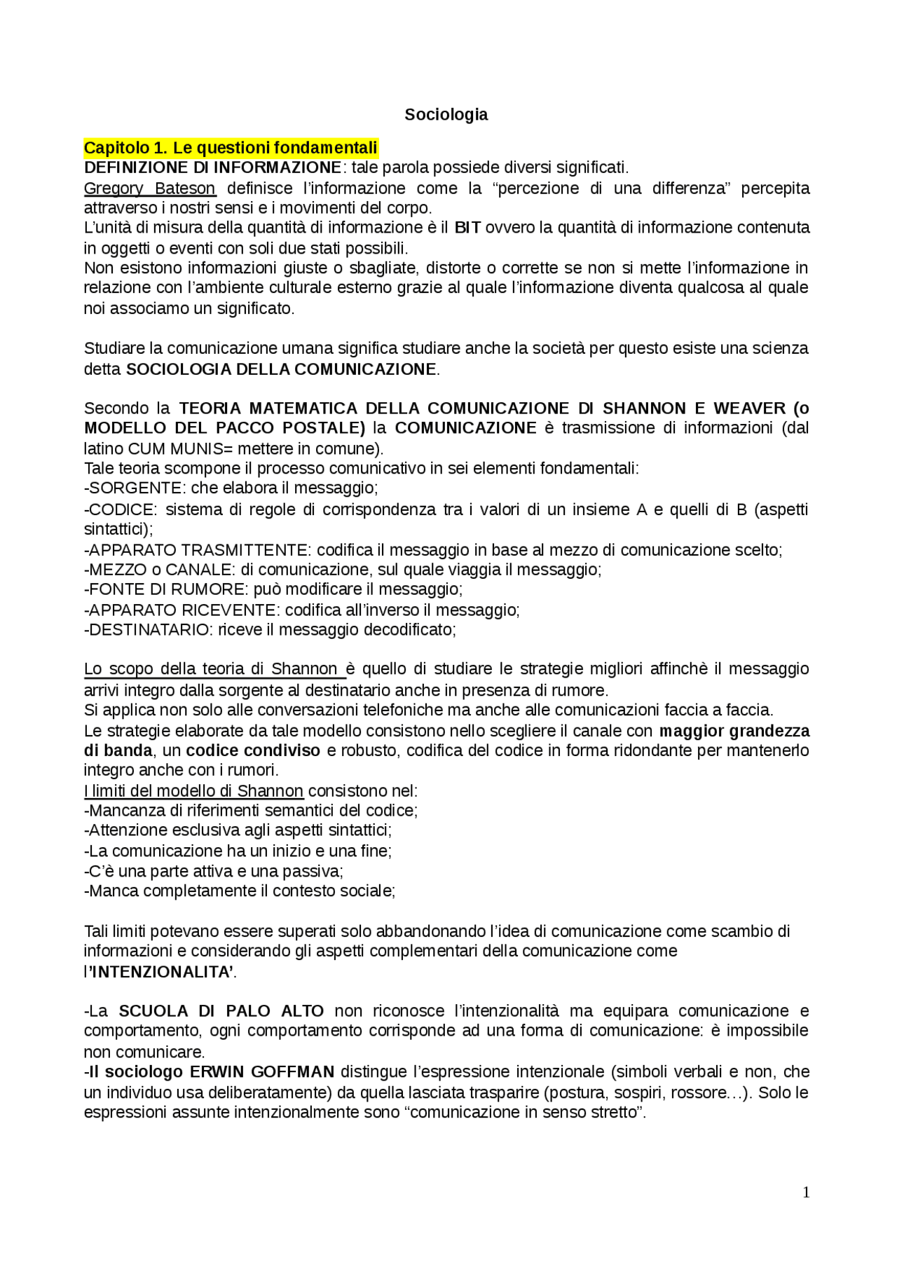 Appunti Sociologia Della Comunicazione Docsity