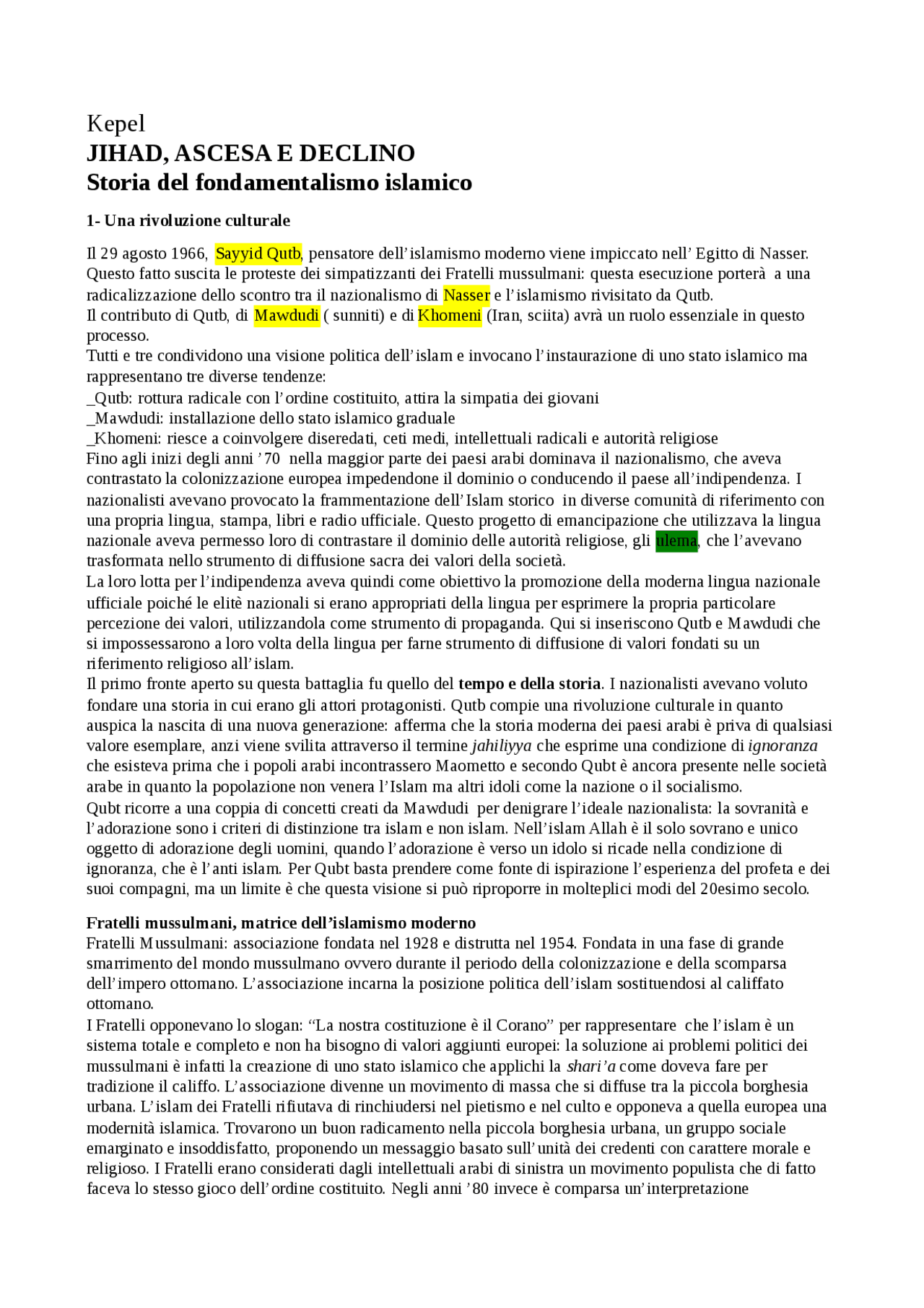 JIHAD ASCESA E DECLINO - Docsity