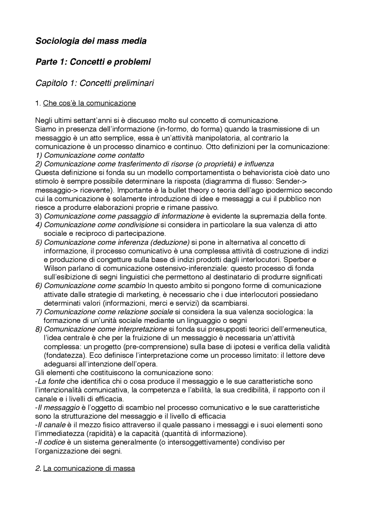 Sociologia Dei Mass Media Michele Sorice Docsity
