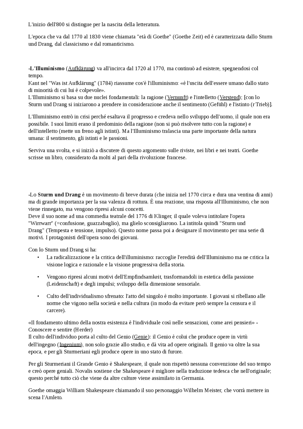 Appunti Sullo Sturm Und Drang Docsity