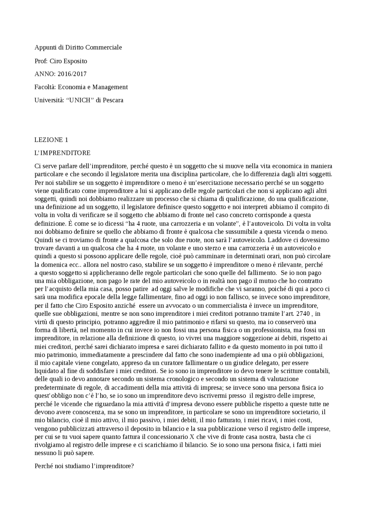 Appunti Diritto Commerciale Docsity