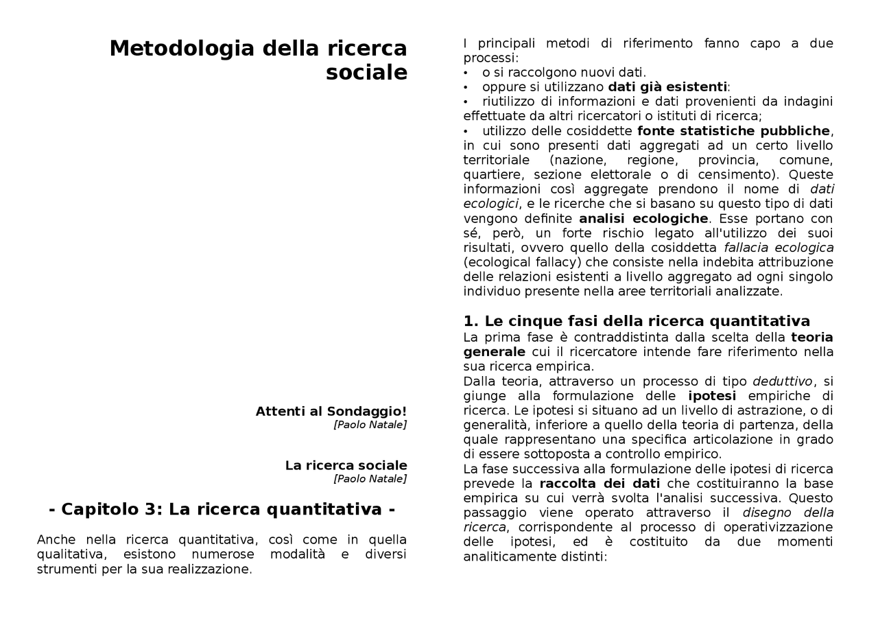 Metodi E Tecniche Della Ricerca Sociale 1 Parziale Docsity