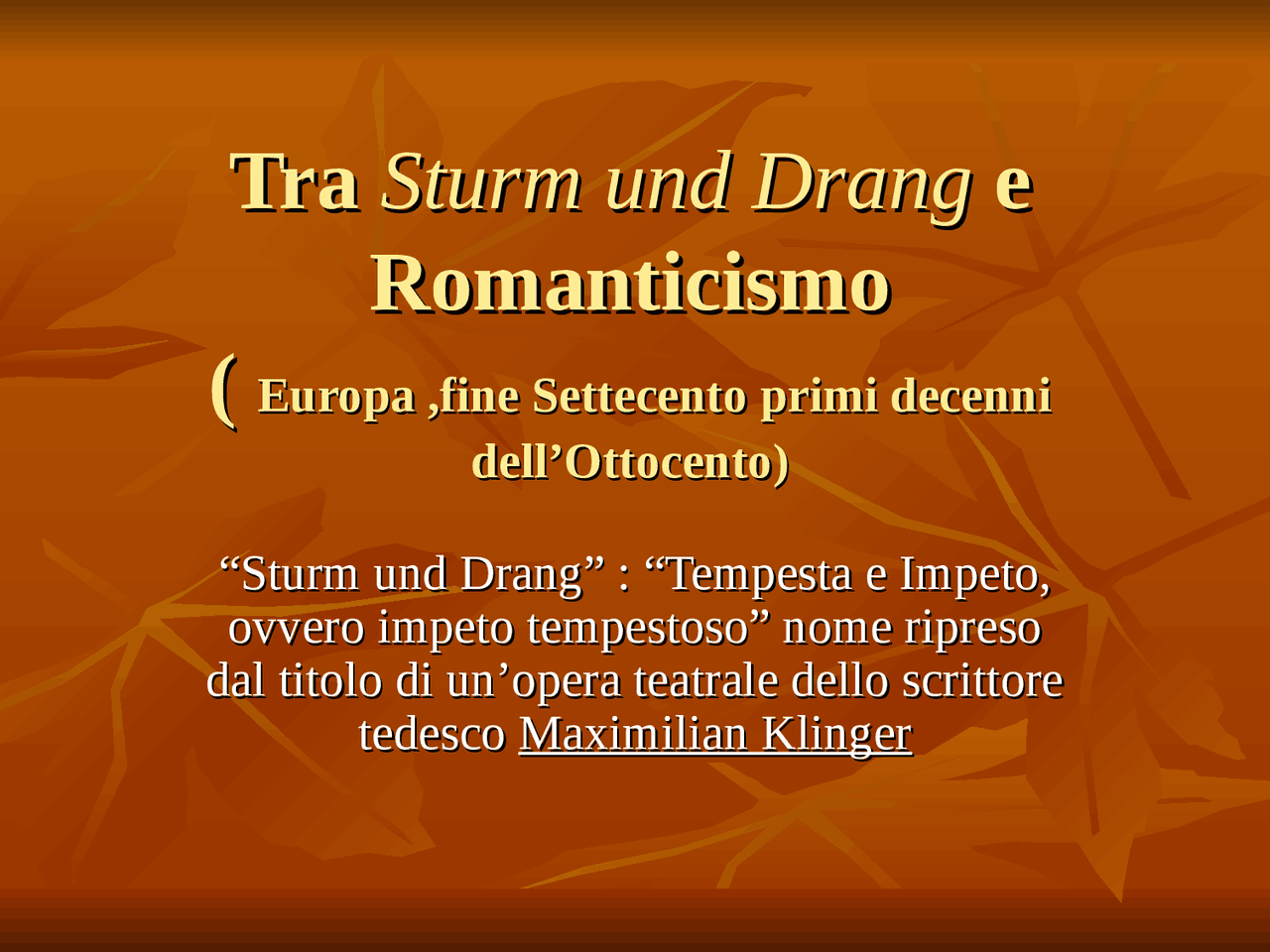 Sturm Und Drang E Romanticismo Docsity