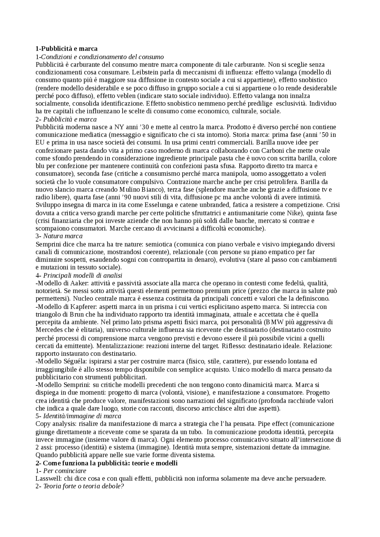 Pubblicità Teorie E Tecniche Docsity