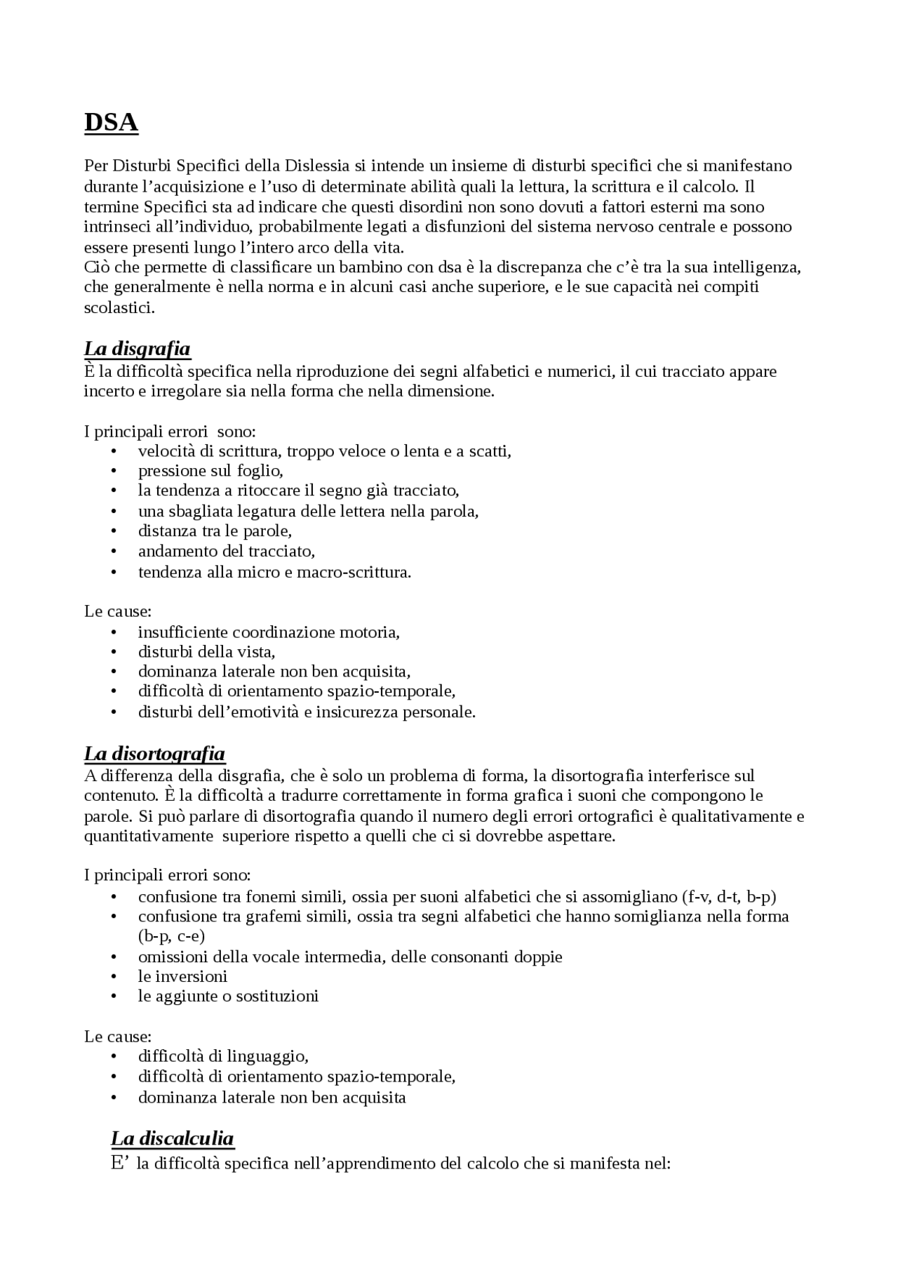Disturbi Specifici Dellapprendimento Docsity