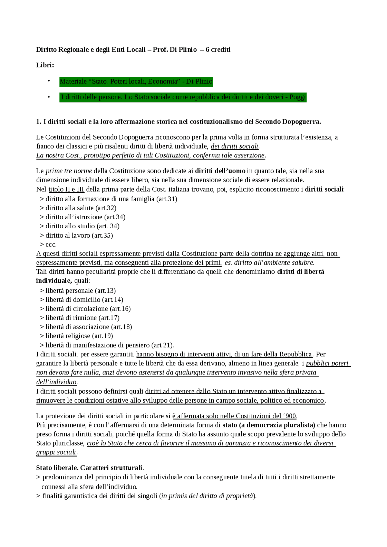Diritto Regionale Part 2 Docsity