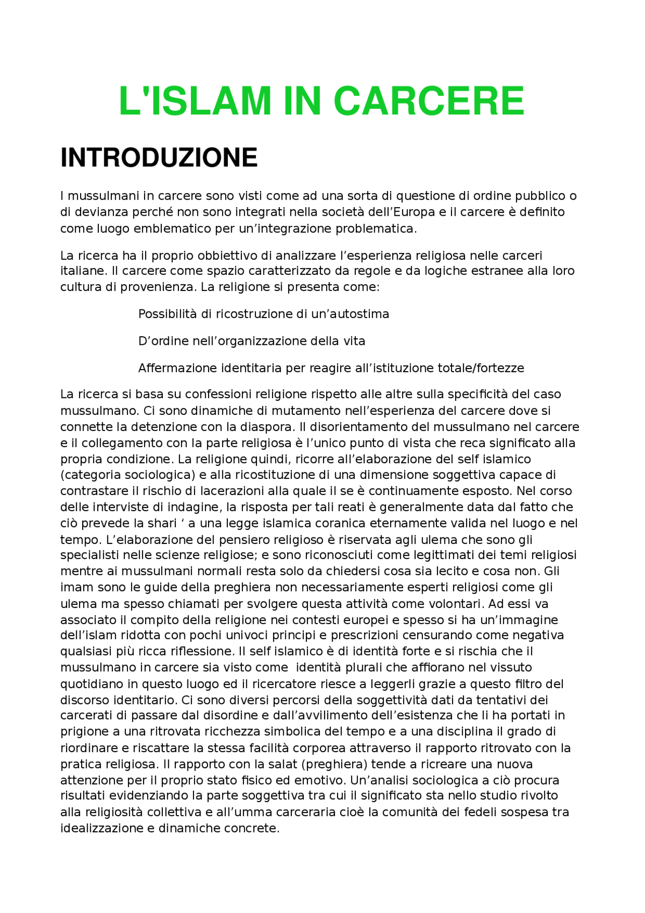 Lislam In Carcere Rhazzali Docsity