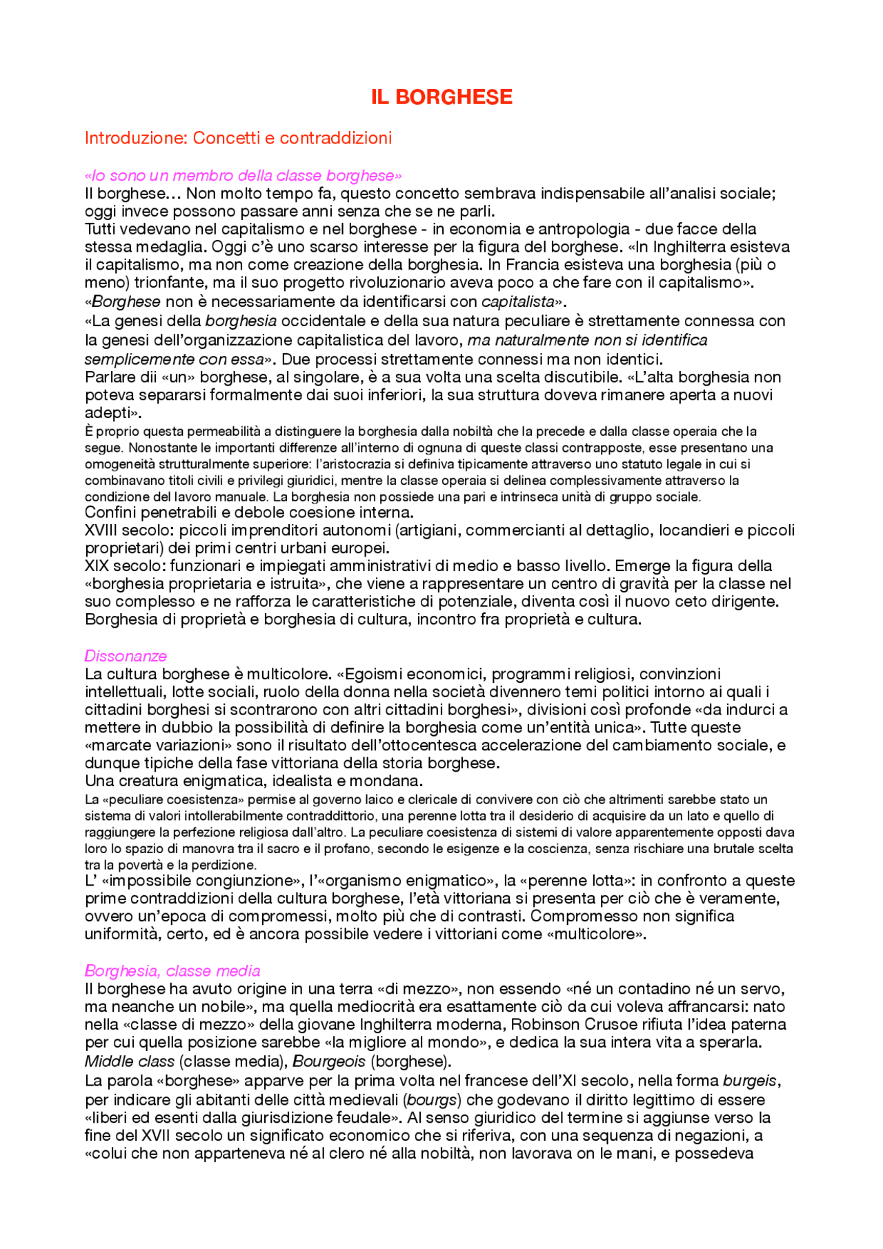 Il Borghese Moretti Sintesi Del Corso Di Letteratura Docsity