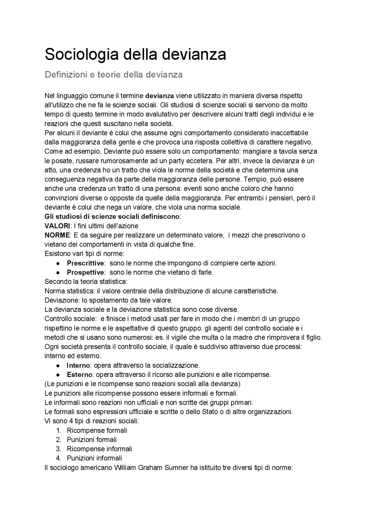 Sociologia Della Devianza Docsity