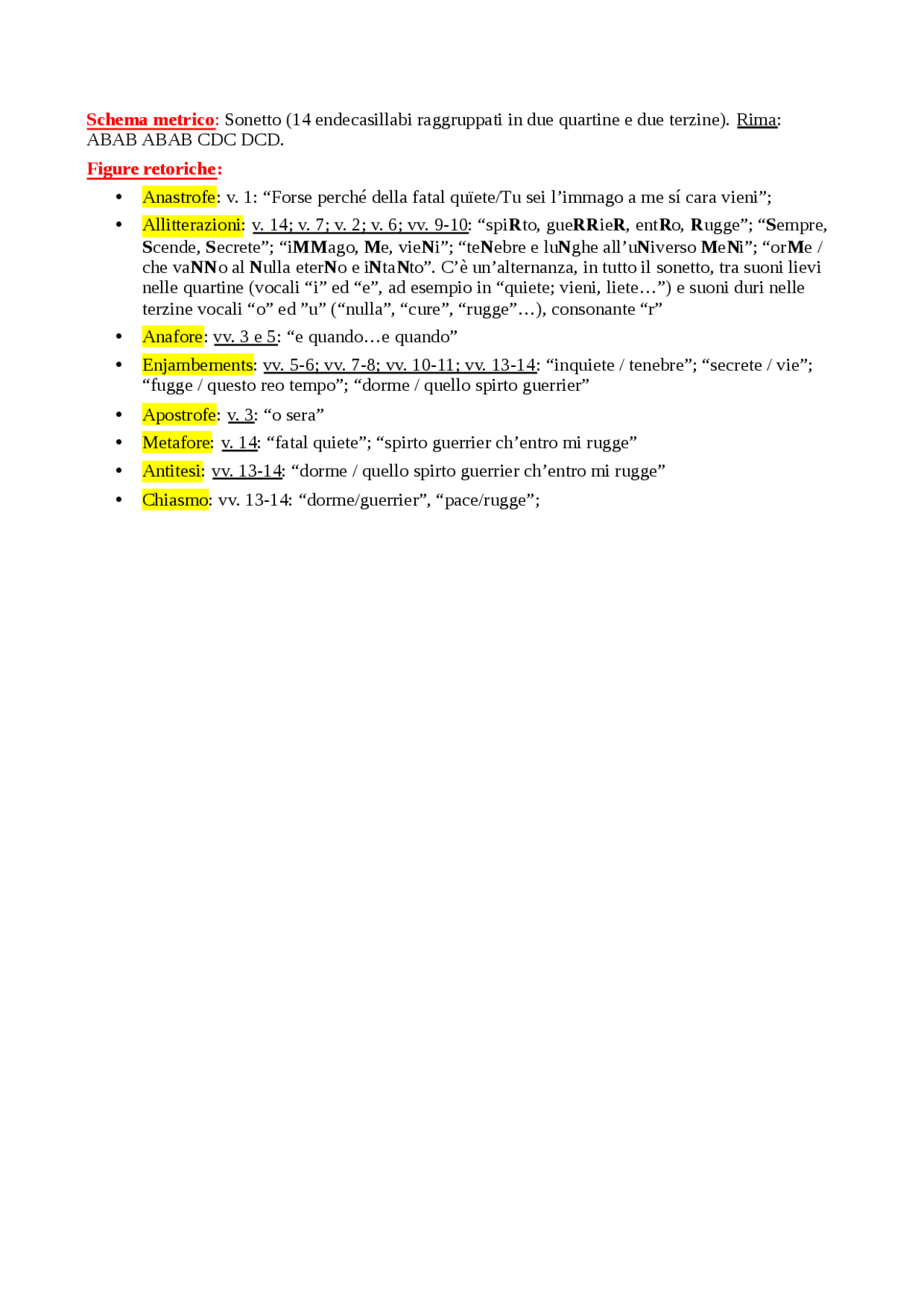 Alla Sera Di Ugo Foscolo Docsity