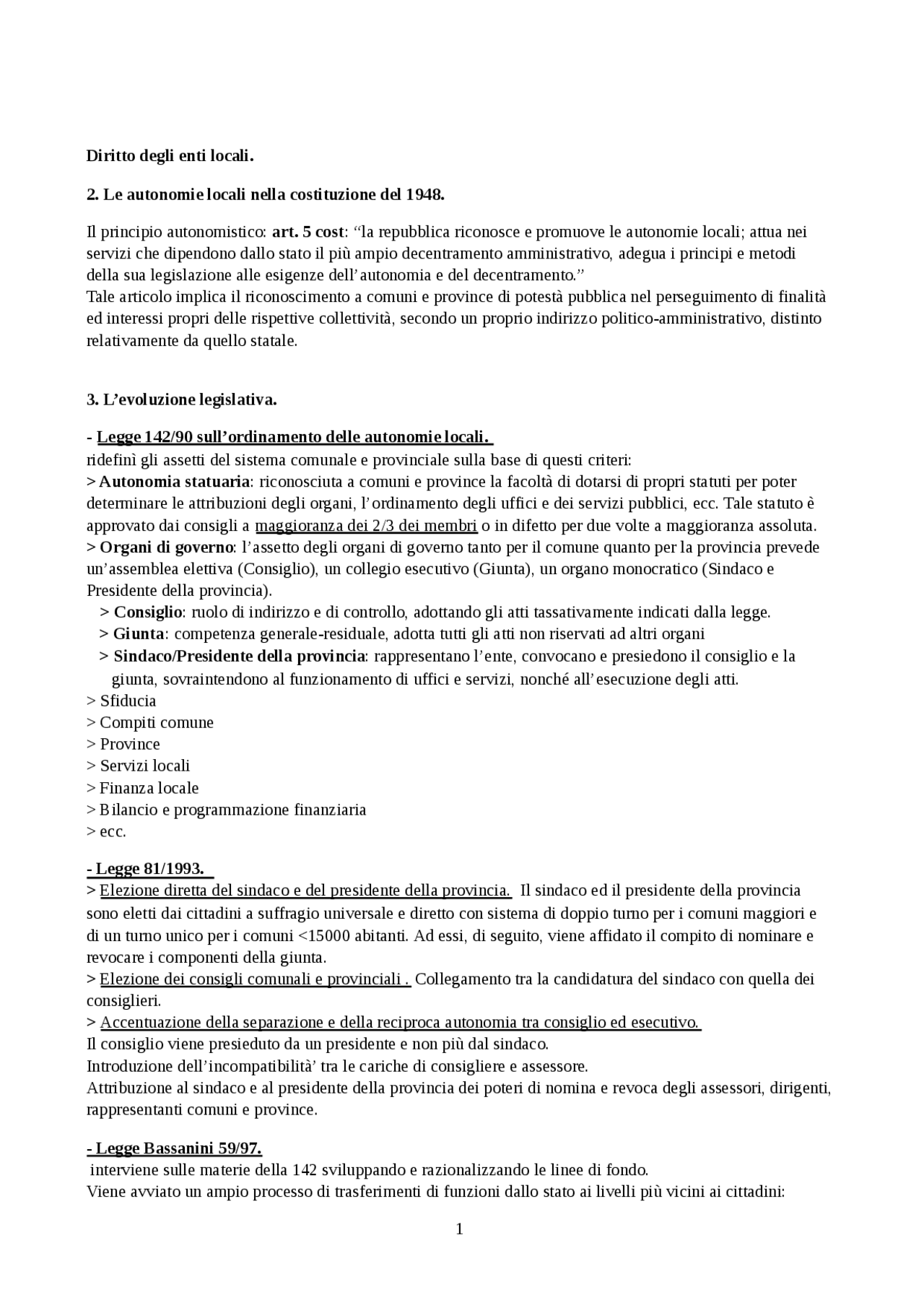 Diritto Degli Enti Locali Docsity