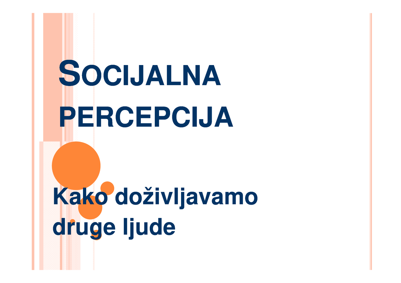 Socijalna percepcija | Slajdovi' predlog Opšta psihologija | Docsity