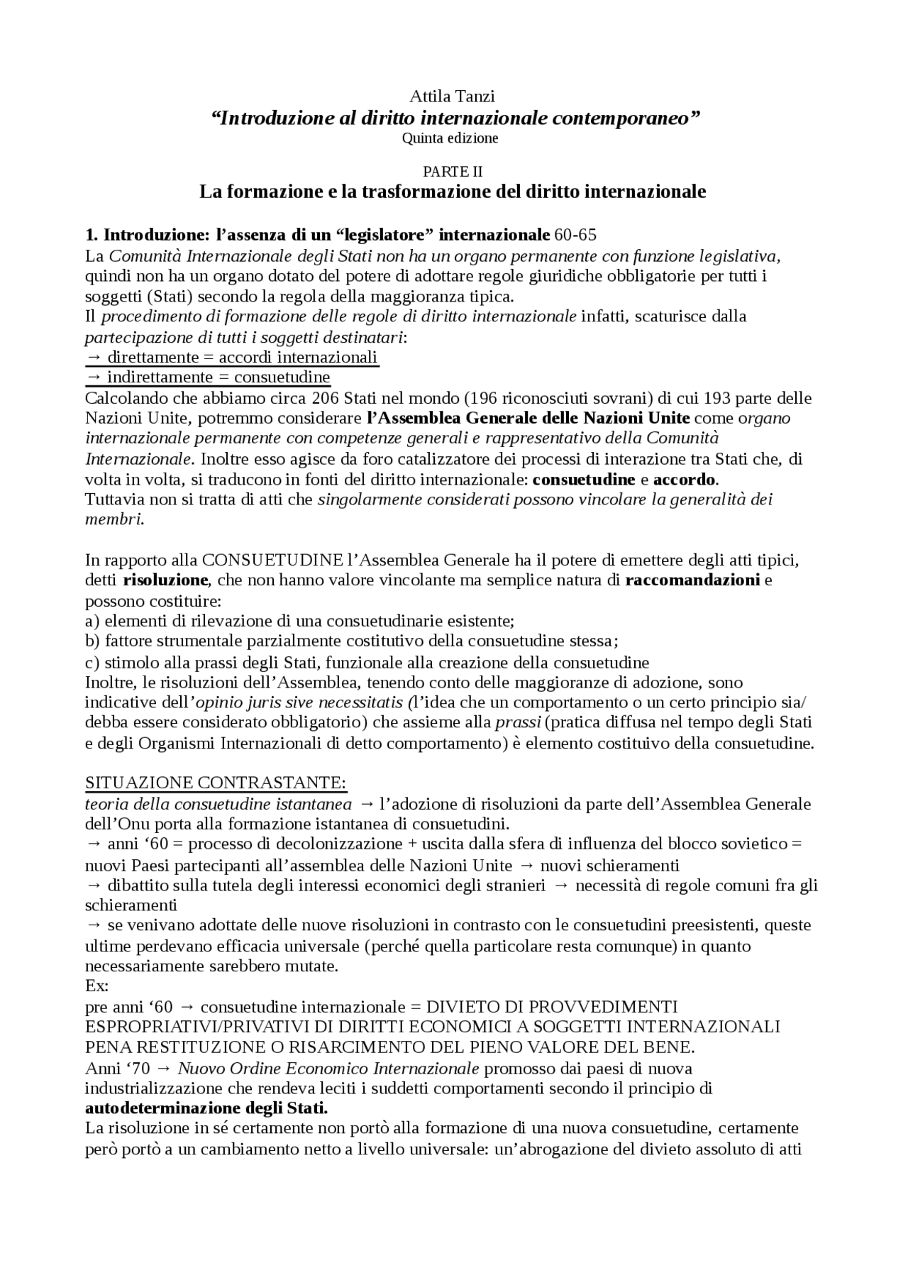 Introduzione Al Diritto Internazionale Parte Ii Docsity