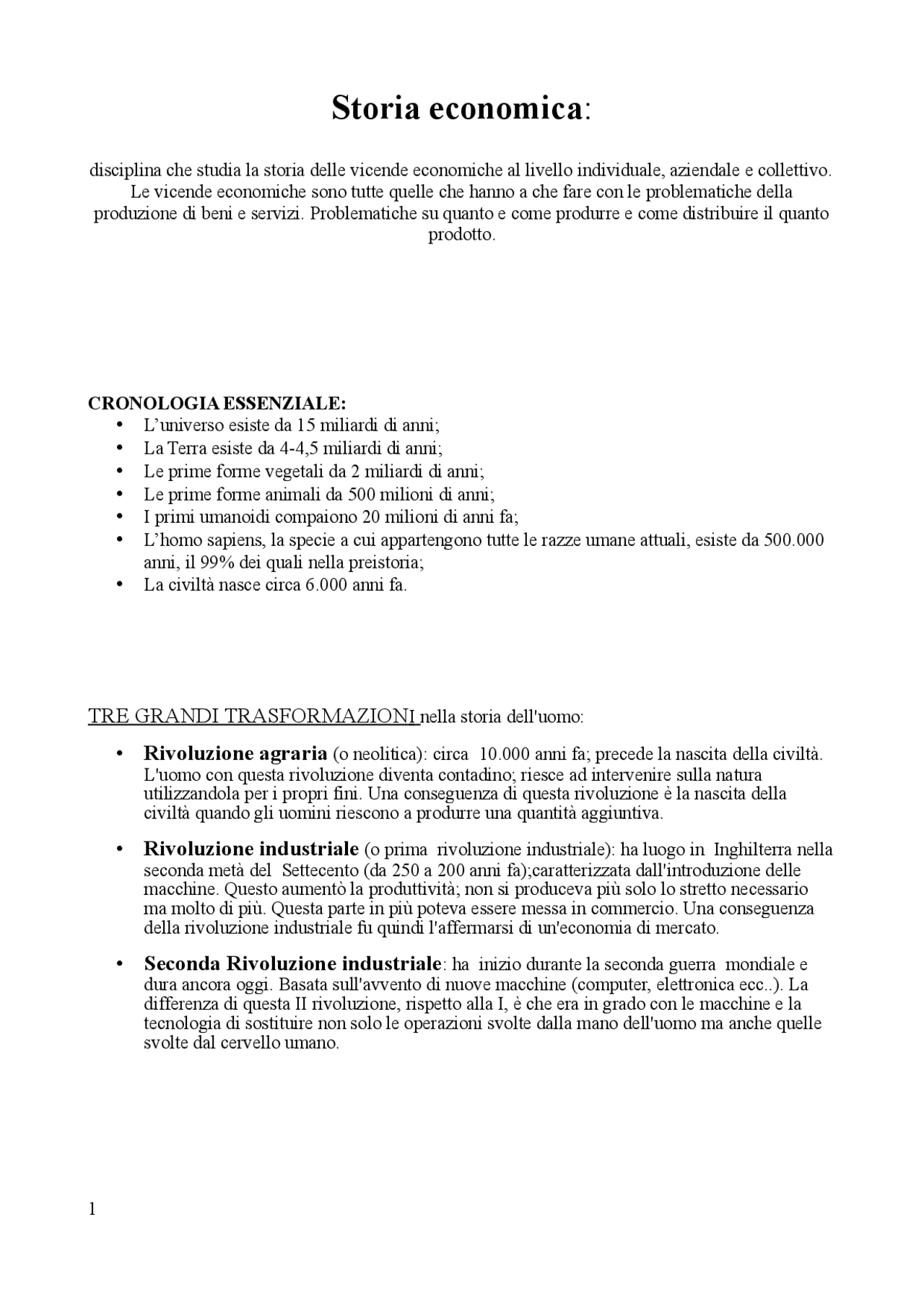 STORIA ECONOMICA (Prof. Rinaldi) - Docsity