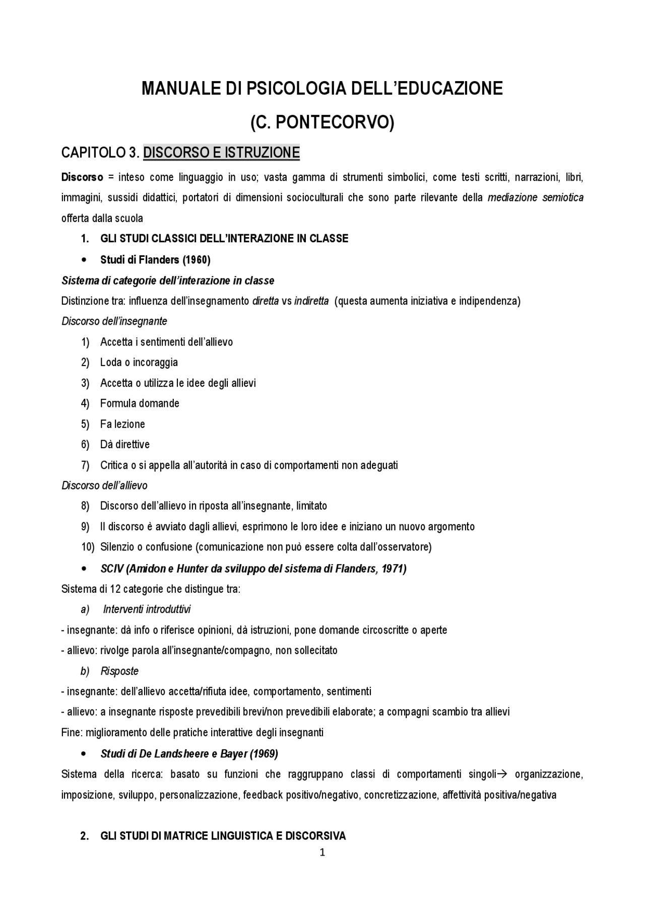 Manuale Di Psicologia Delleducazione C Pontecorvo Docsity