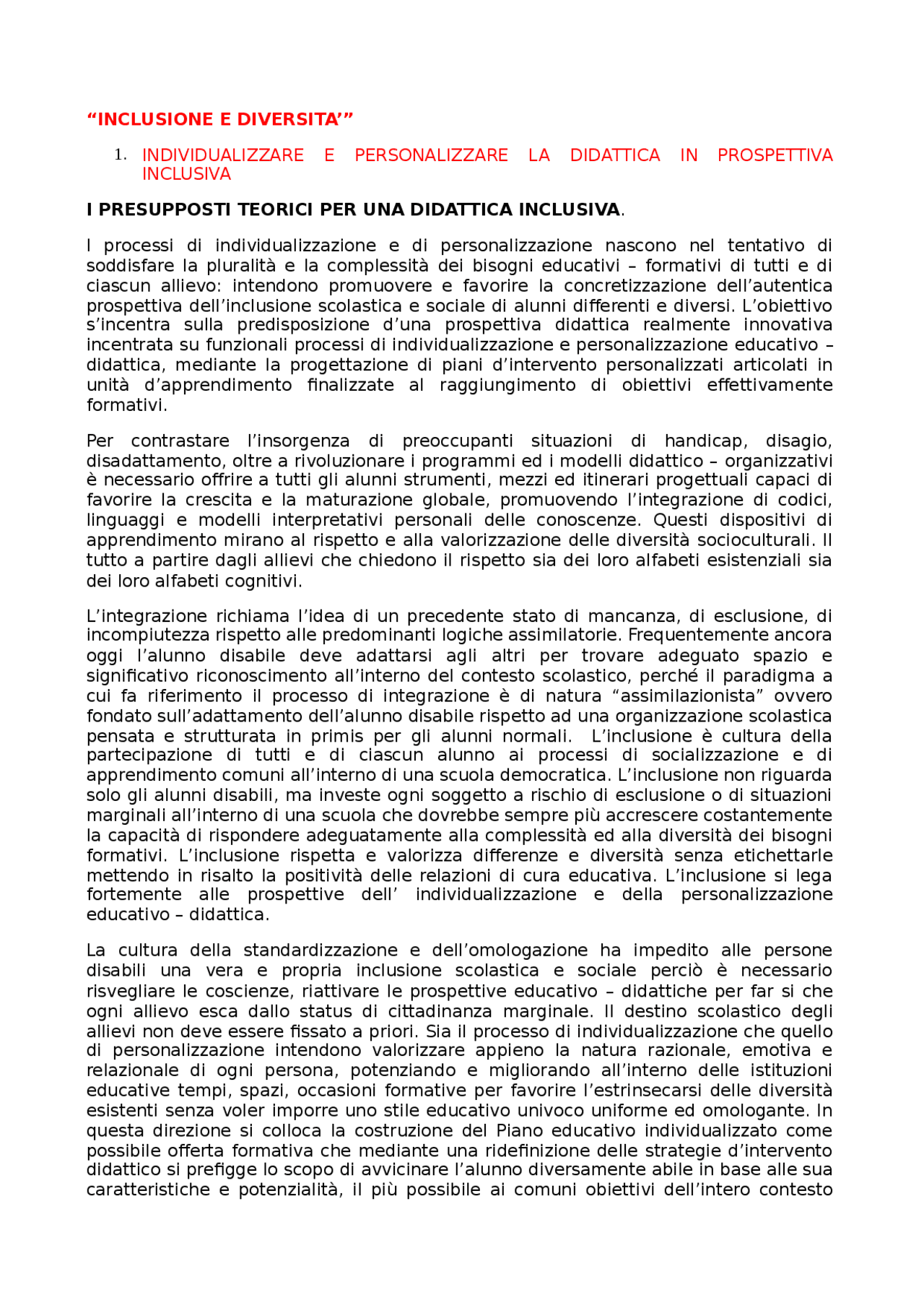 Inclusione E Diversità Docsity