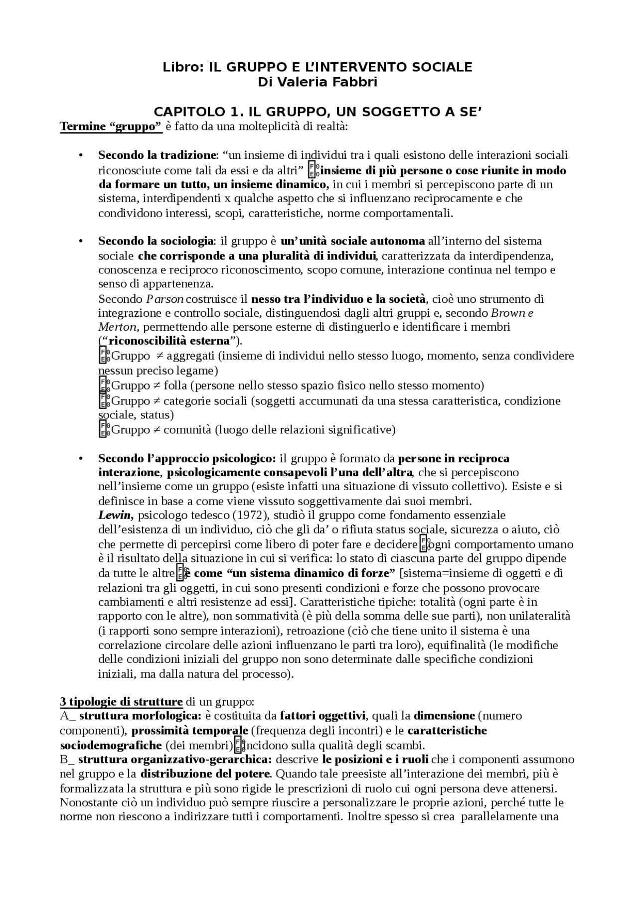 Il Gruppo E Lintervento Sociale Di Elena Fabbri Docsity