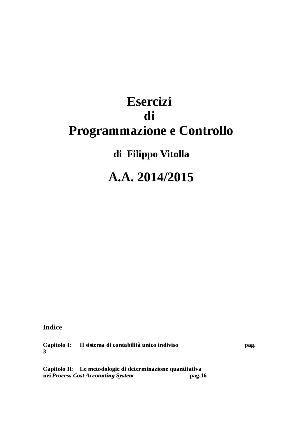 Programmazione e controllo - Docsity