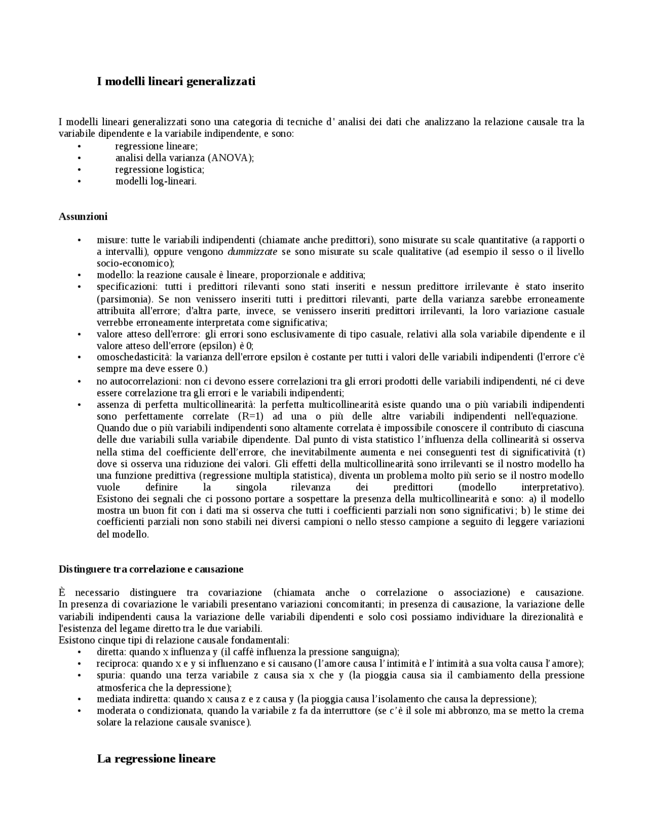 Appunti Di Statistica Sulla Regressione Docsity