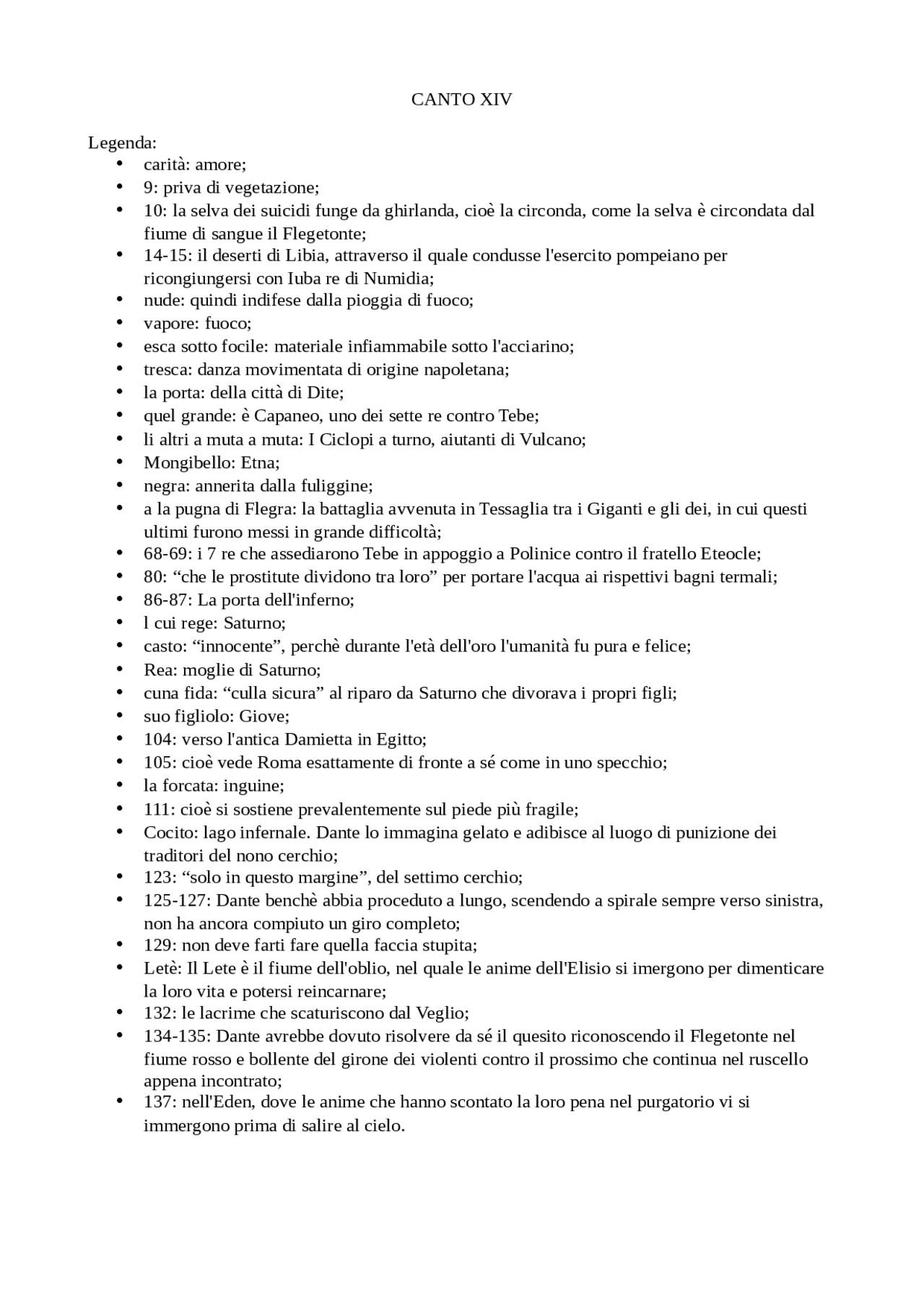 Appunti della lezione del docente Bellomo Saverio riguardo al XIV canto ...