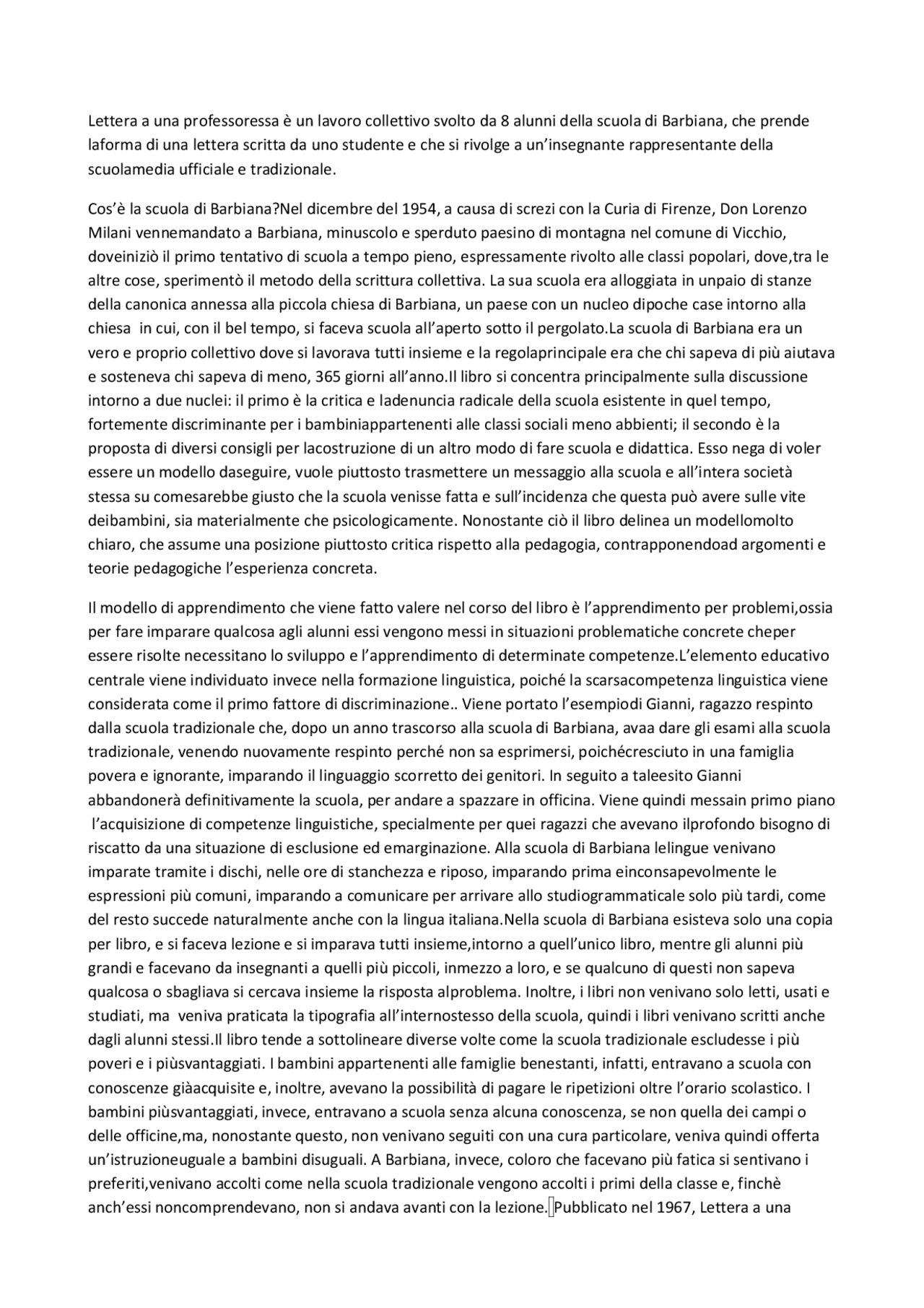 Lettera Ad Una Professoressa Docsity