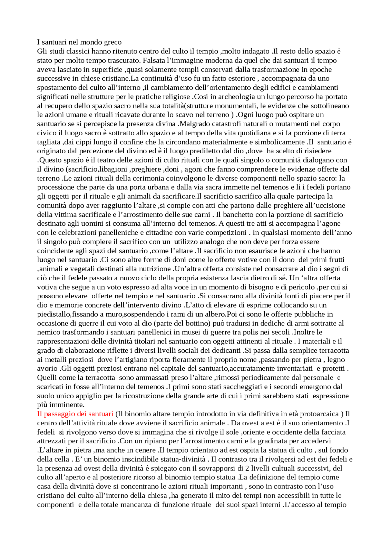 Riassunti Sui Santuari Greci Docsity