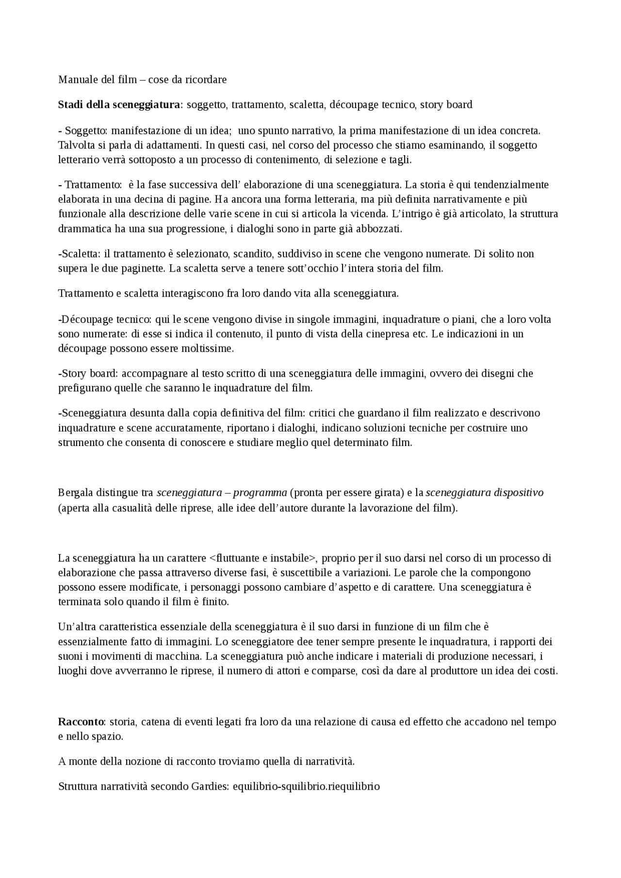 Manuale Del Film Rondolino Docsity