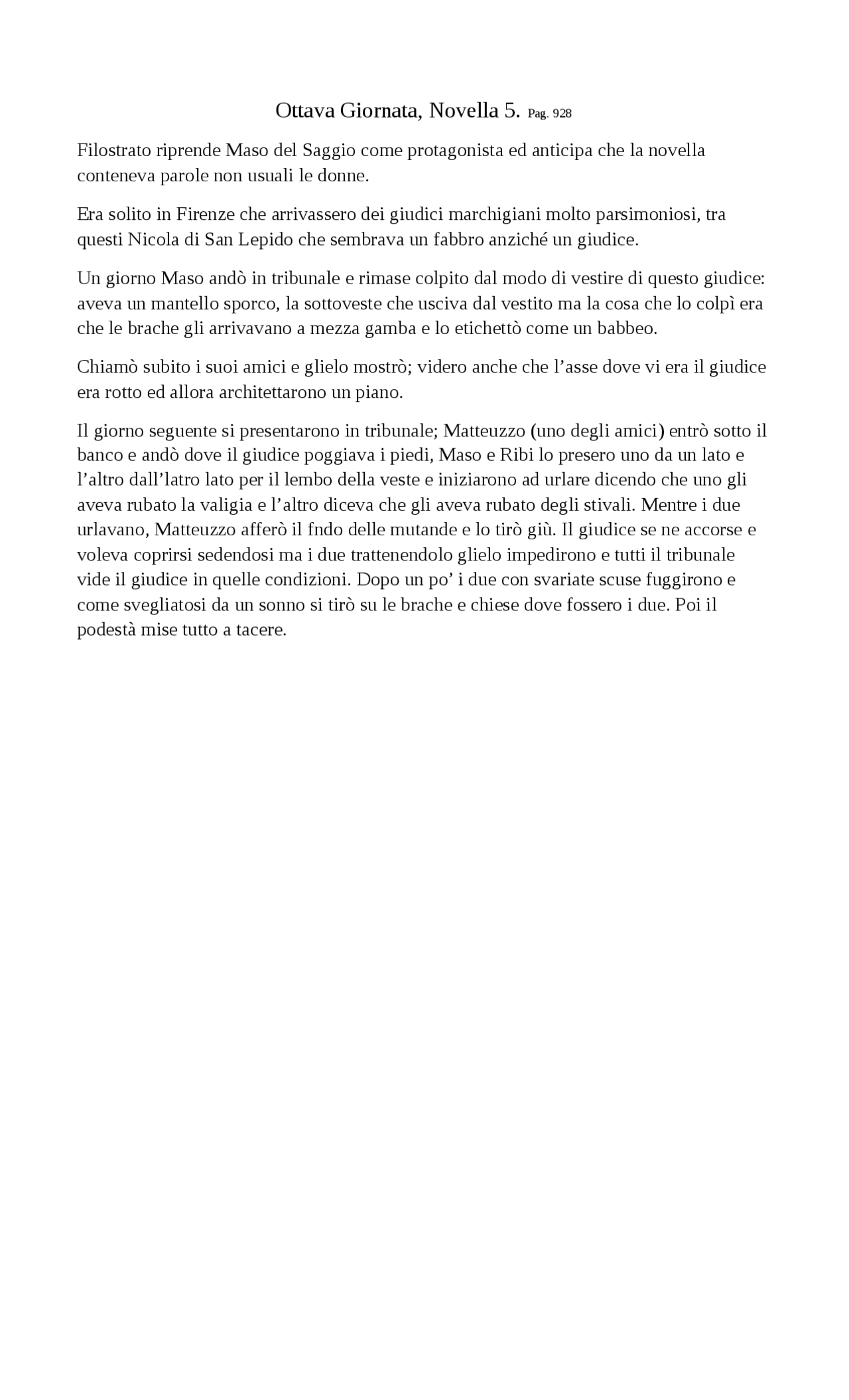 Decameron Ottava Giornata Novella 5 Docsity