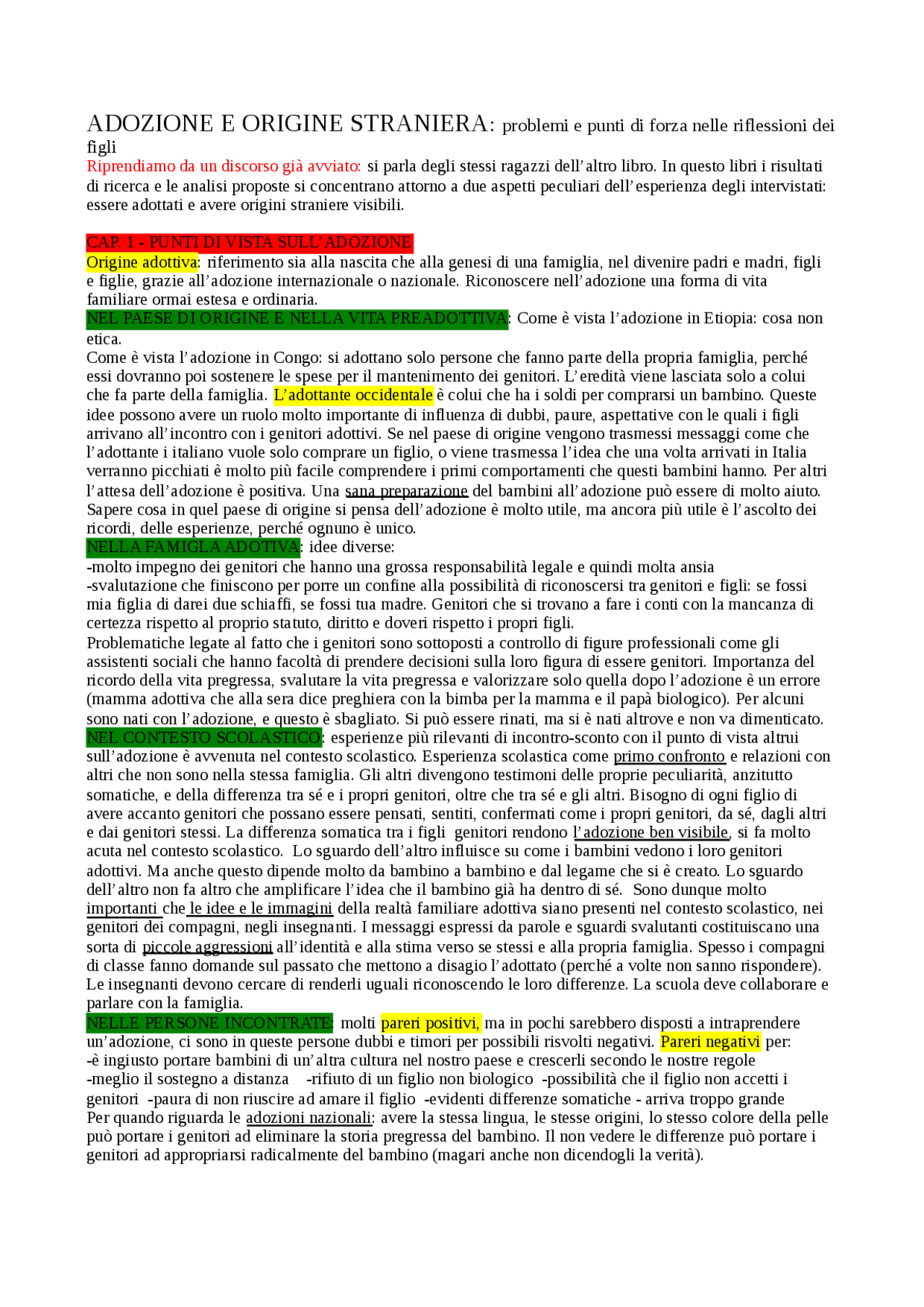 Adozione E Origine Straniera Docsity
