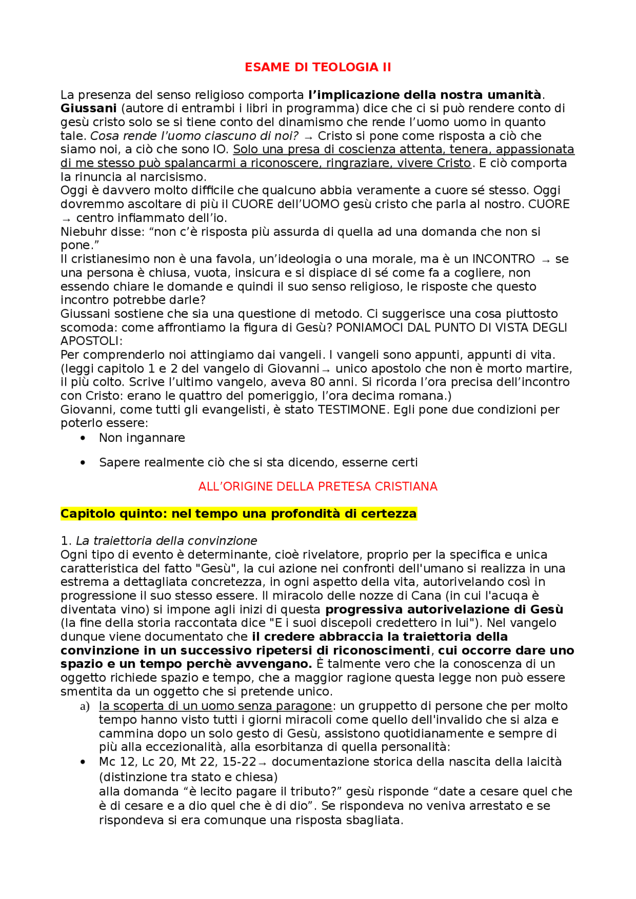 Esame Carron 1° Parte Docsity