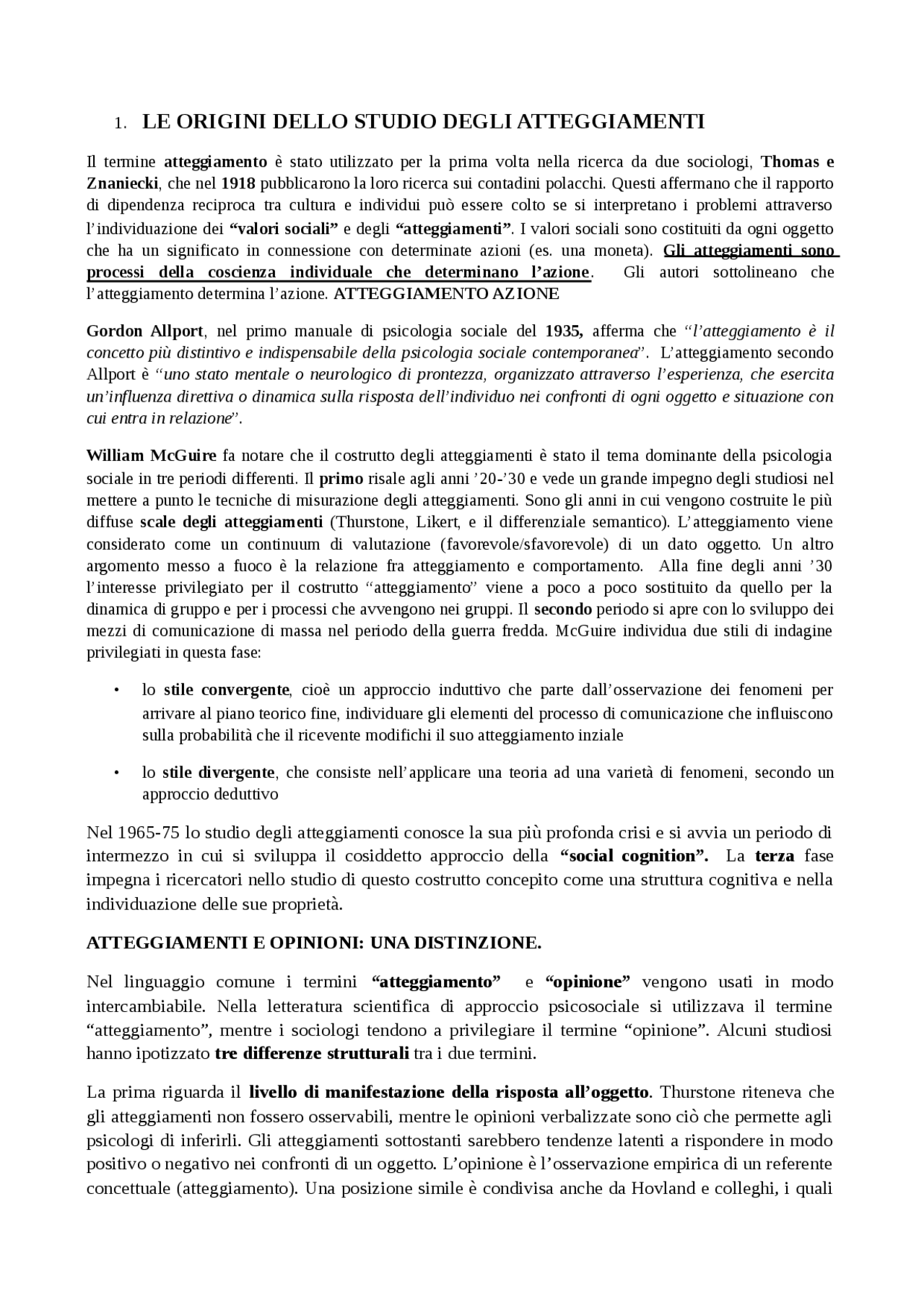 Psicologia Degli Atteggiamenti Docsity