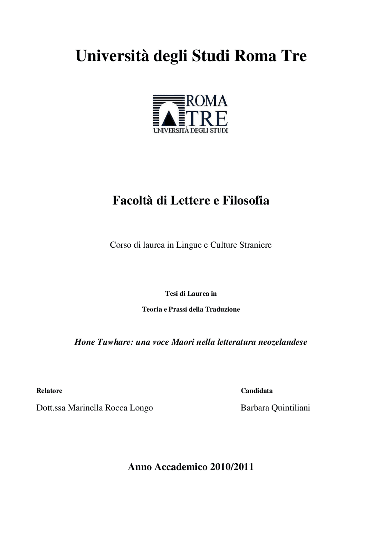 Tesi Laurea In Lingue Docsity