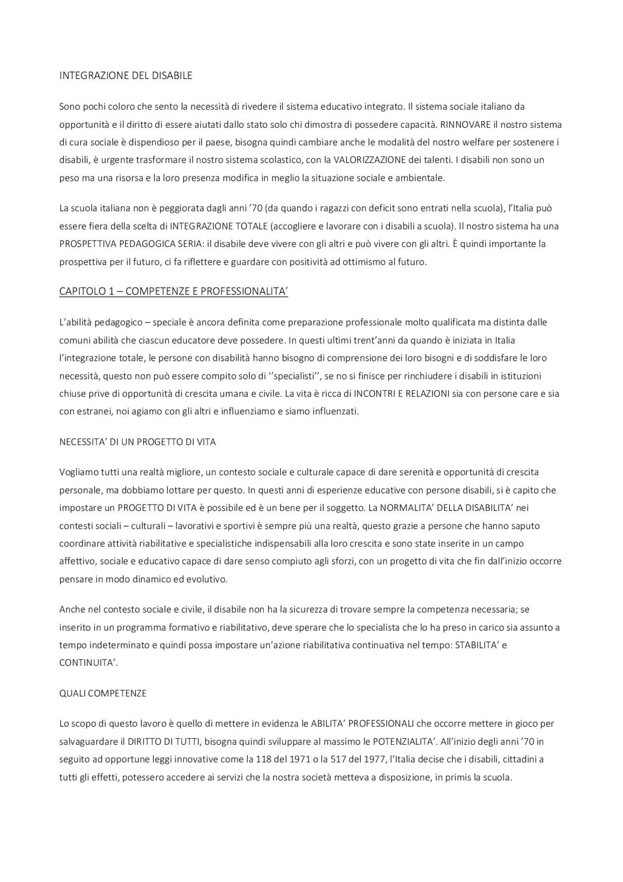 Integrazione Disabile Docsity