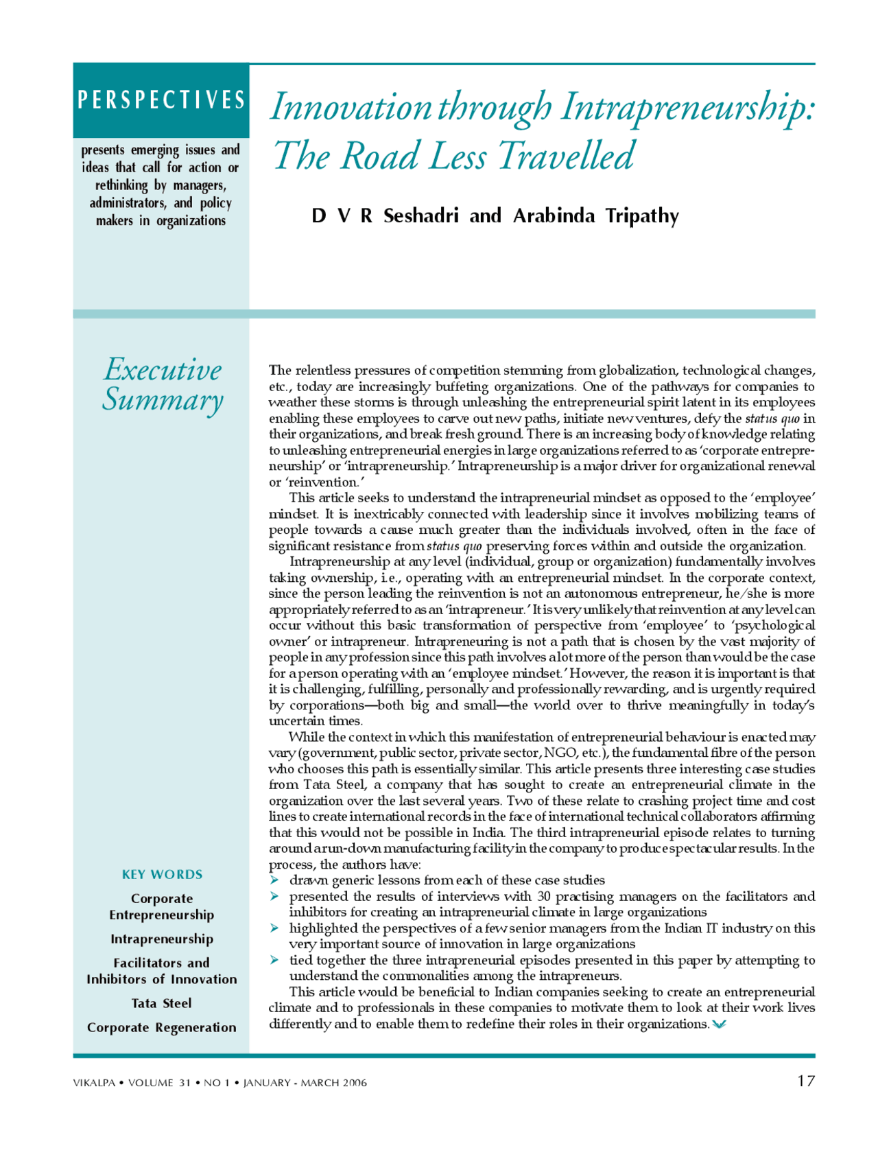 Innovation Through Intrapreneurship Docsity