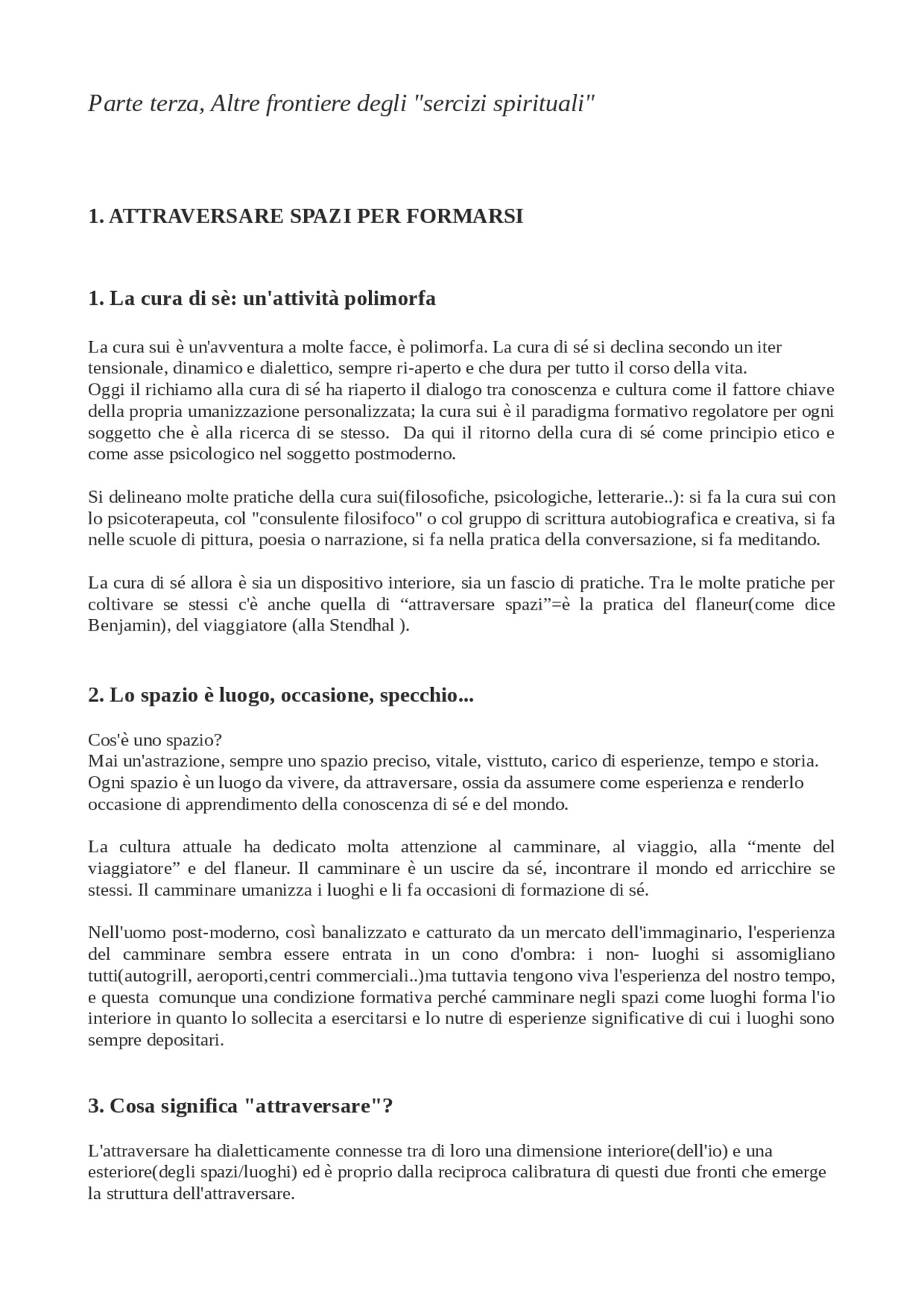 Riassuto Cura Di Se Come Processo Formativo Docsity