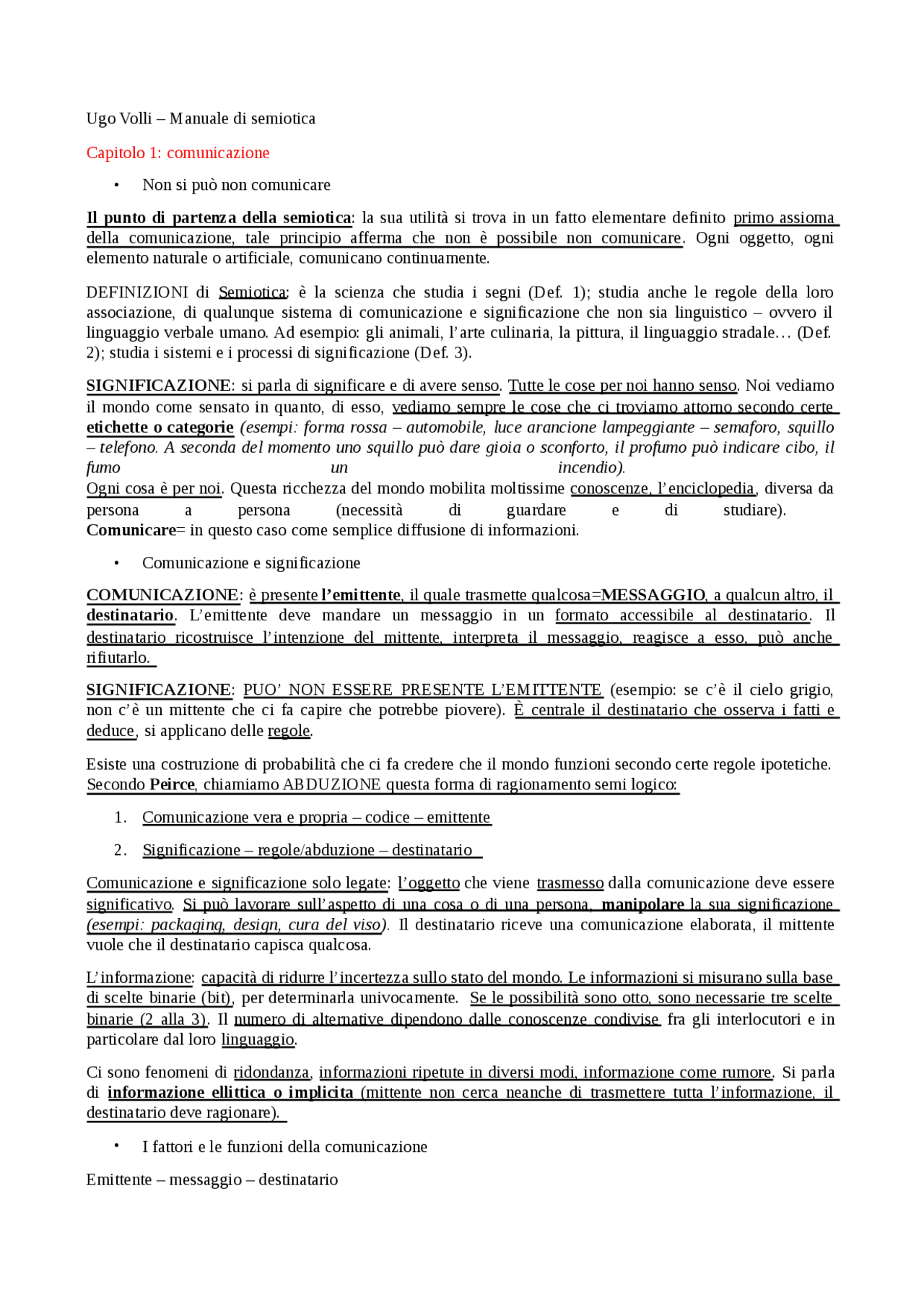 Appunti Di Semiotica Riassunto Manuale Di Semiotica Di Ugo Volli Docsity