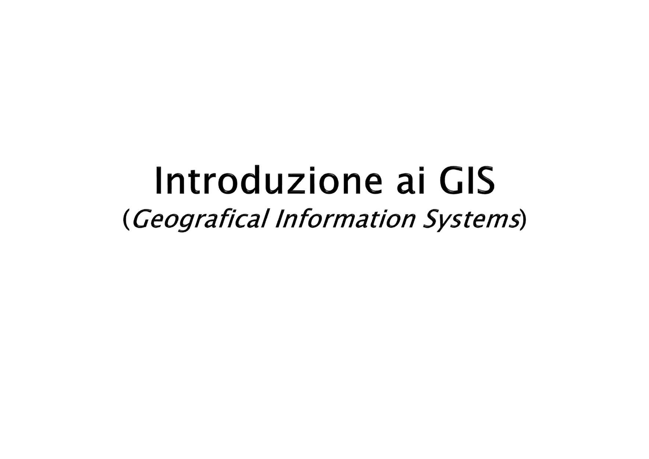 Introduzione Ai Gis Sistemi Informativi Territoriali Docsity