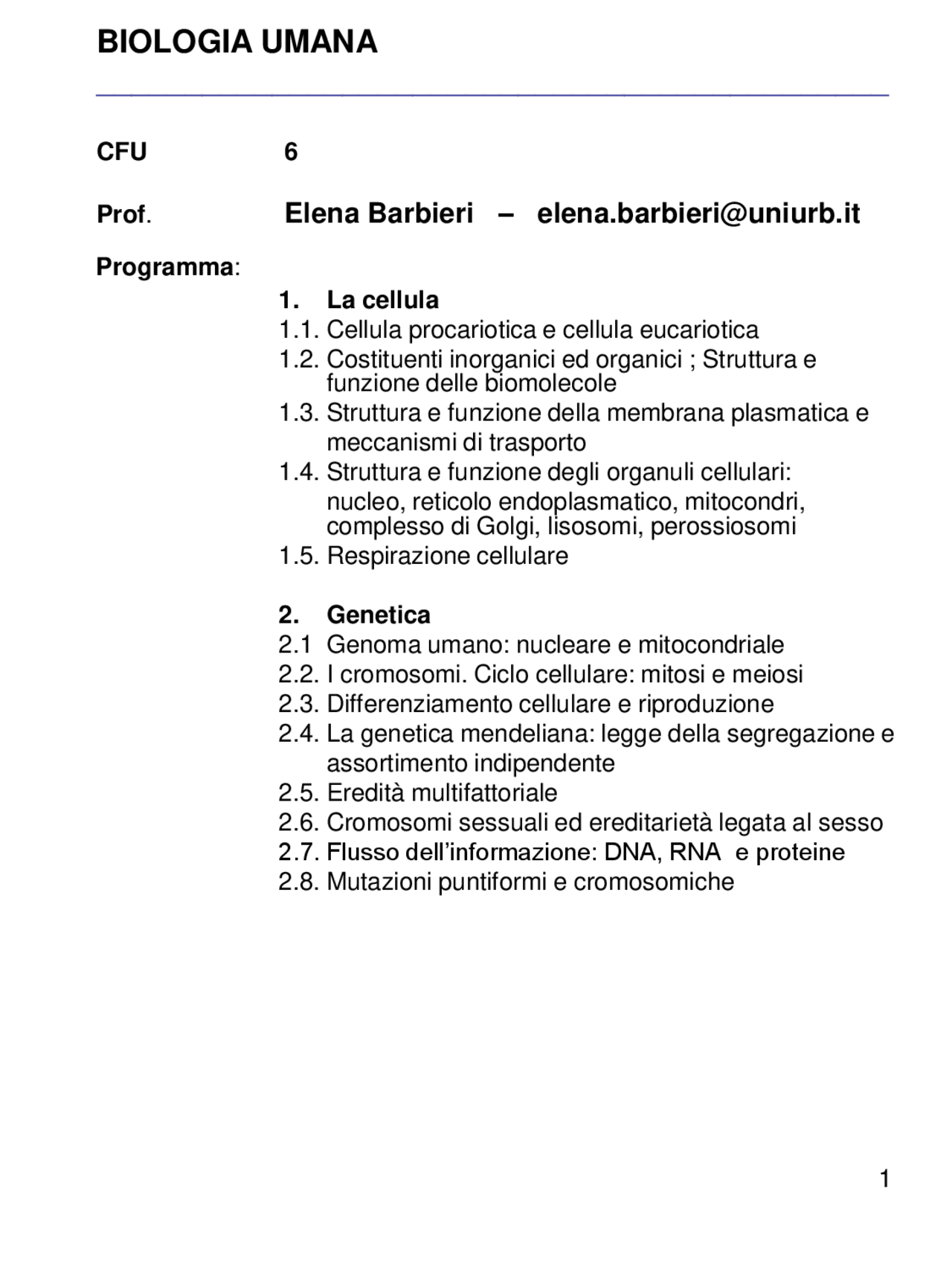 Biologia La Cellula Umana Docsity