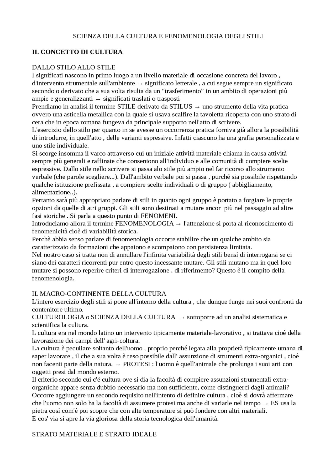 Fenomenologia Degli Stili Docsity