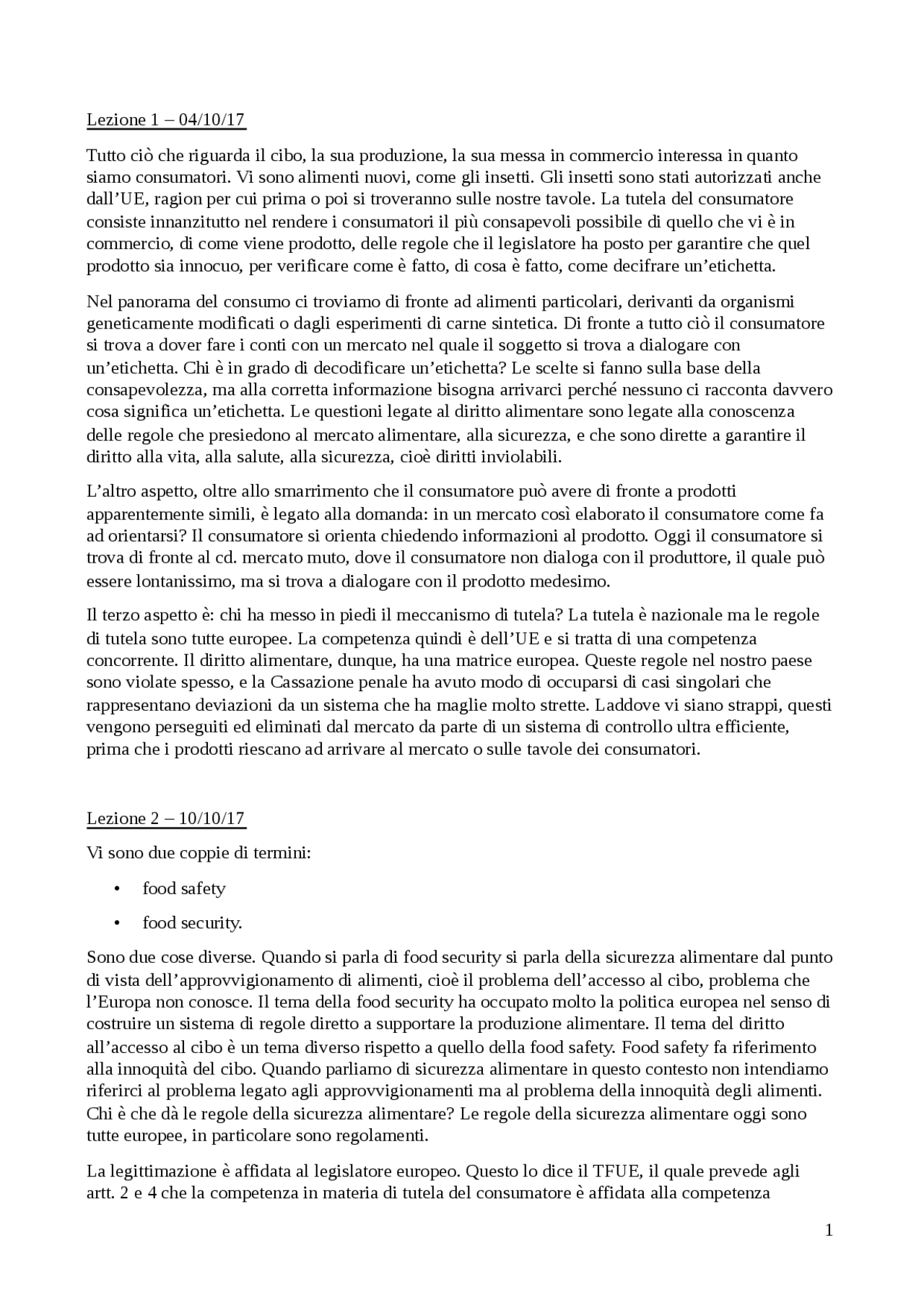 Appunti Di Diritto Alimentare Docsity