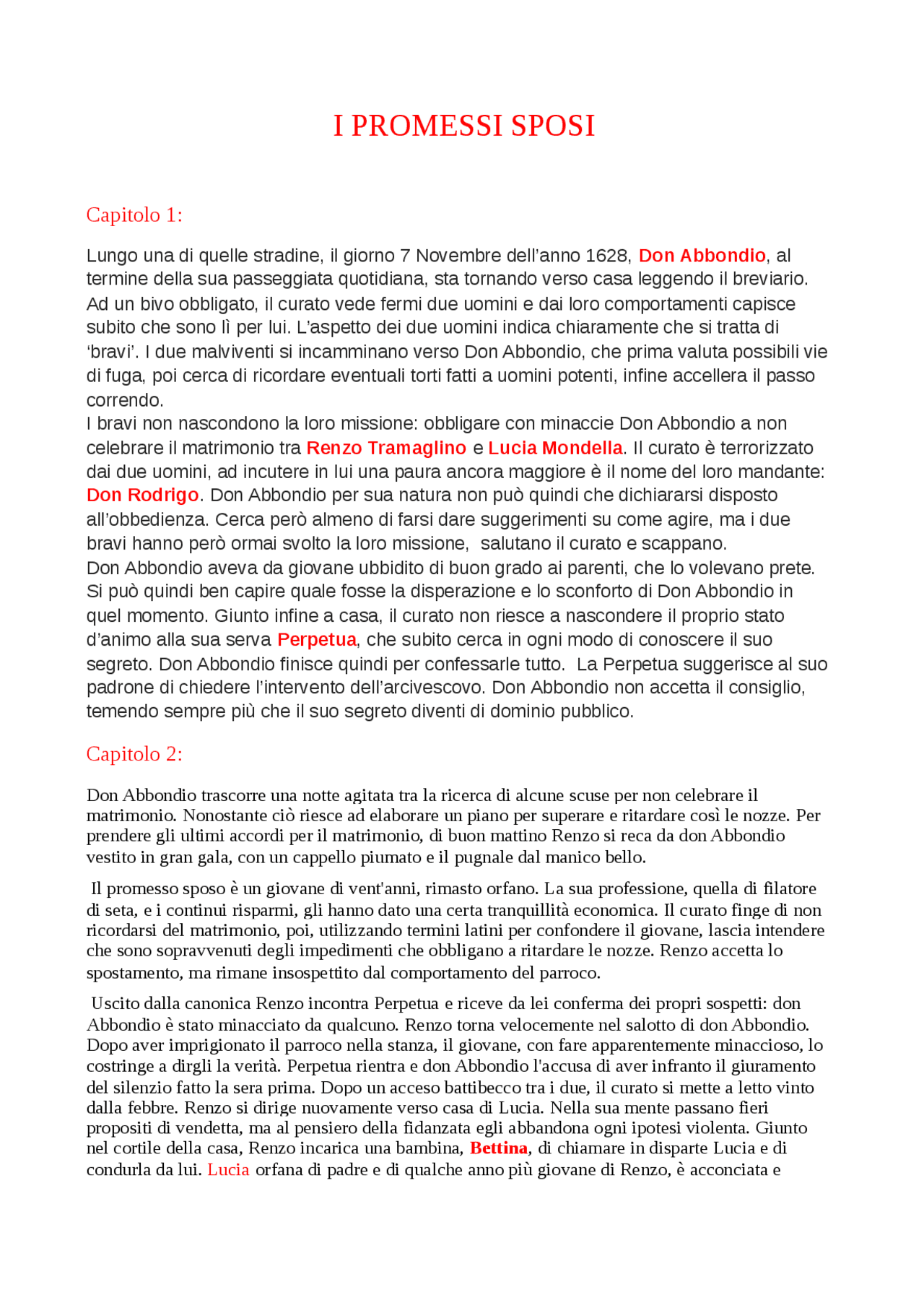 Riassunti Promessi Sposi Docsity