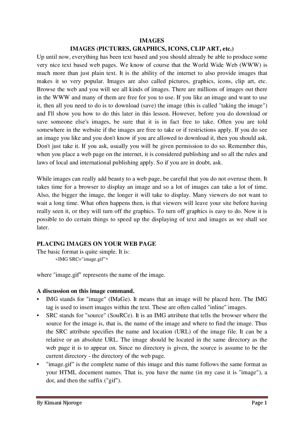 Handout 2.3 - Images in Web Design - Docsity