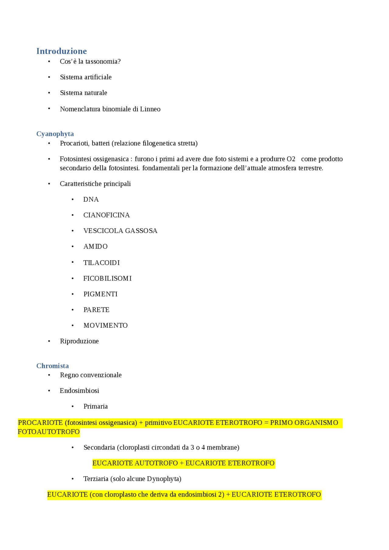 Introduzione Botanica Sistematica Docsity