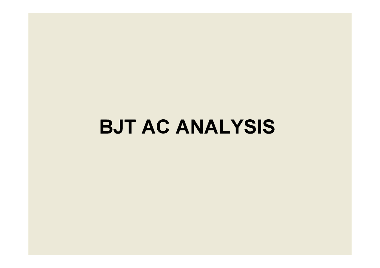 Analog Electronic For Bjt Docsity