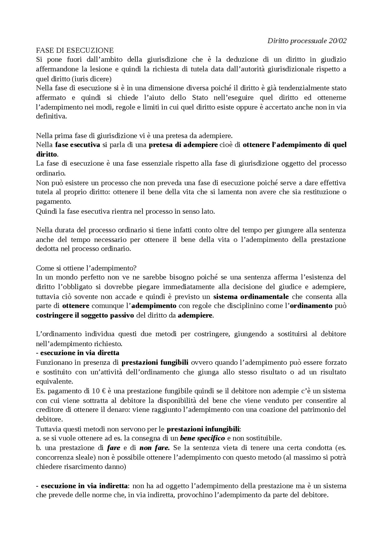 Processo Esecutivo Procedura Civile Ii Docsity